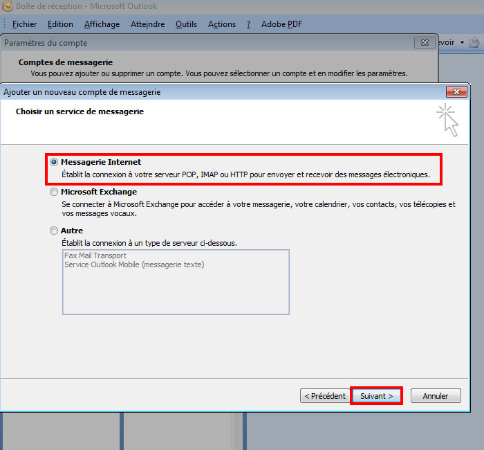 serveur exchange outlook